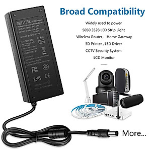 SHNITPWR 24V DC Power Supply 24 Volt 5A 120W Power Adapter 100V~240V AC to DC Converter Transformer 5.5x2.5mm Plug for 5050 3528 LED Strip Light 3D Printer LED Driver CCTV Security System LCD Monitor