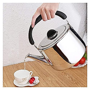 XENITE Classic Kettle Stove Top Whistling Kettle Food-Grade Stainless Steel Teapot Whistle Teapot Ergonomic Suitable for Various Stoves Camping Kettle Teapots (Color : Silver, Size : 5L)