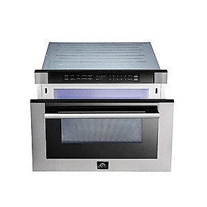 FORNO 24" Inch. Microwave Drawer Oven with Touch Open Door - 1.2 Cubic Feet Electric Oven Capacity - Stainless Steel Child Safety Lock Self Cleaning
