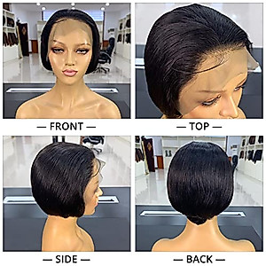 west kiss Pixie Cut Wig Short Lace Front Wigs for Black Women 13x4 Lace Front Wigs human hair 180 density Pre Plucked With Baby Hair Natural Hairline 8 inch