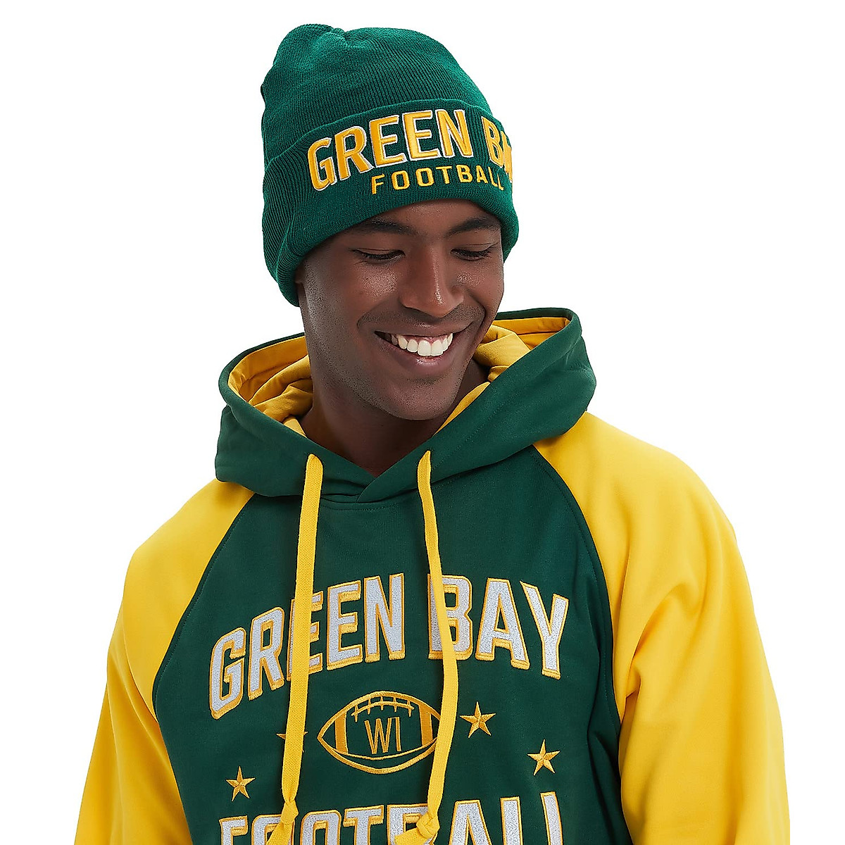 CLORPEAK Green Bay Embroidery Classic Cuff Beanie Hat Cuffed Winter Hat Knit Toque Skull Cap - Green OneSize