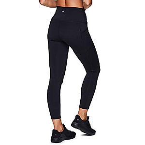 RBX Active Women's 7/8 Gym Legging Squat Proof Ankle Length Workout Yoga Legging with Pockets High Waisted Moisture Wicking Running Tights with Side Pockets 7/8 Jet Black L