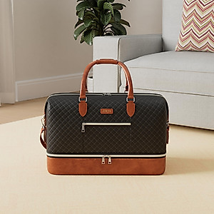 Weekender Bag for Women, Travel Duffel Bag Carry On Overnight Bag with Shoe Compartment Large Nylon Travel Weekend Tote Bag