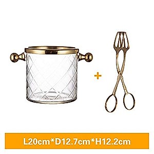 MAJHER Ice Bucket, Ice Bucket, Handmade Brass Glass Ice Bucket with Ice Clip Dining Table Cooler Wine Wine Rack Ice Bucket Champagne Can Cooler Wine Chiller Bucket Bucket