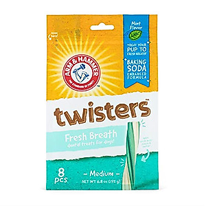 Arm & Hammer For Pets Twisters Dental Treats for Dogs | Dental Chews Fight Bad Breath, Plaque & Tartar without Brushing | Mint Flavor Dog Dental Treats
