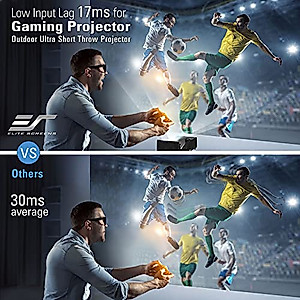 Elite Screens Yard Master UST Lite Bundle 90 inch Portable Outdoor Projector Screen with IPX2 Water Resistant Ultra Short Throw (UST) Projector Folding Movie Indoor Projection Screen OMS90MGL