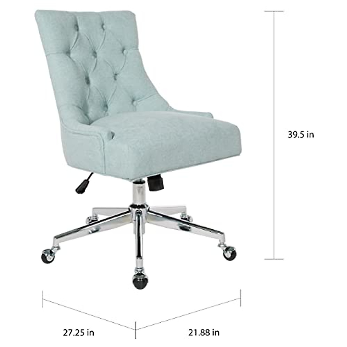 OSP Home Furnishings Amelia Plush Office Chair with Classic Back Button Tufting and Chrome Base, Linen