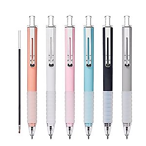 FULLPAD Black Ballpoint Pens, Retractable Medium Point 1.0mm Office Supplies Pen with Super Soft Grip & Metal Gold Clip, Smooth Writing Black Ink Journaling Pens, Gift Pen Set
