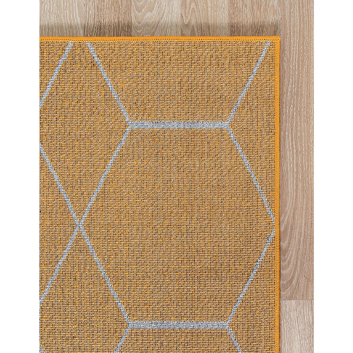 Unique Loom Trellis Frieze Collection Area Rug - Geometric (2' x 6' 1" Runner, Orange/ Ivory)