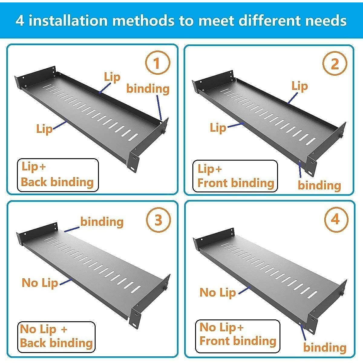 Jingchengmei 1U Disassembled Vented Cantilever Server Rack Mount Shelf 6"(152mm) Depth for 19-Inch Network/AV Equipment Rack and Cabinet(1U6V)