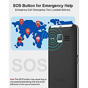 Easyfone Prime-A7 4G Big Button Cell Phone for Seniors | Easy-to-use | Clear Sound | 2.0'' HD Display | SOS Button w/GPS | Unlocked (T-Mobile & MVNOs) | 1500Mah Battery and Charging Dock (Black)