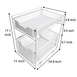 2 Pack - Simple Gear Heavy Duty 2-Tier Under Sink Cabinet Organizers with Sliding Storage Drawer, Pull Out Cabinets Organizer Shelf for Kitchen Bathroom Cabinet or Pantry (Black-2 Pack)