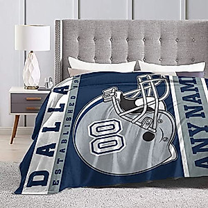 Cybepnk Custom Football Throw Blanket Personalized Decorative Print Couch Bed Tapestry for Memorial Football Team Gift Select Any Name & Any Number d.c,50inchx40inch60inchX50inch80inchX60inch(10388)