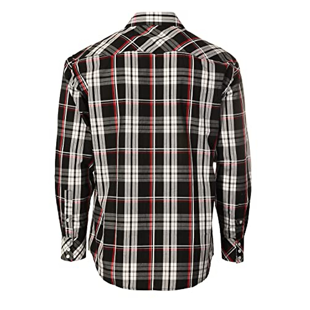 Gioberti Men's Western Plaid Shirt with Pearl Snap-on, Black/Red, Small