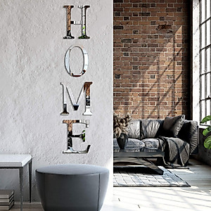 Zonon 3D Home Wall Decor Letter Sign Acrylic Mirror Wall Decor Stickers Family Farmhouse Wall Decals for Home Room Bedroom Decoration 47x 11.8 Inch(Silver)