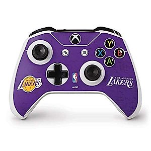 Skinit Decal Gaming Skin compatible with Xbox One S Controller - Officially Licensed NBA Los Angeles Lakers Purple Primary Logo Design