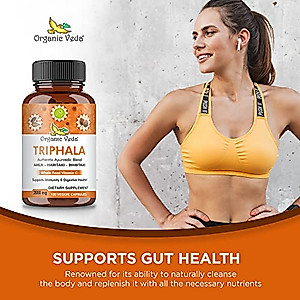 Organic Veda Triphala Capsules, 2000mg – Premium Ayurvedic Herbal Supplement Made with Organic Herbs Amla, Haritaki, Bibhitaki Fruits for Colon, Digestive & Immune System – 120 Veggie