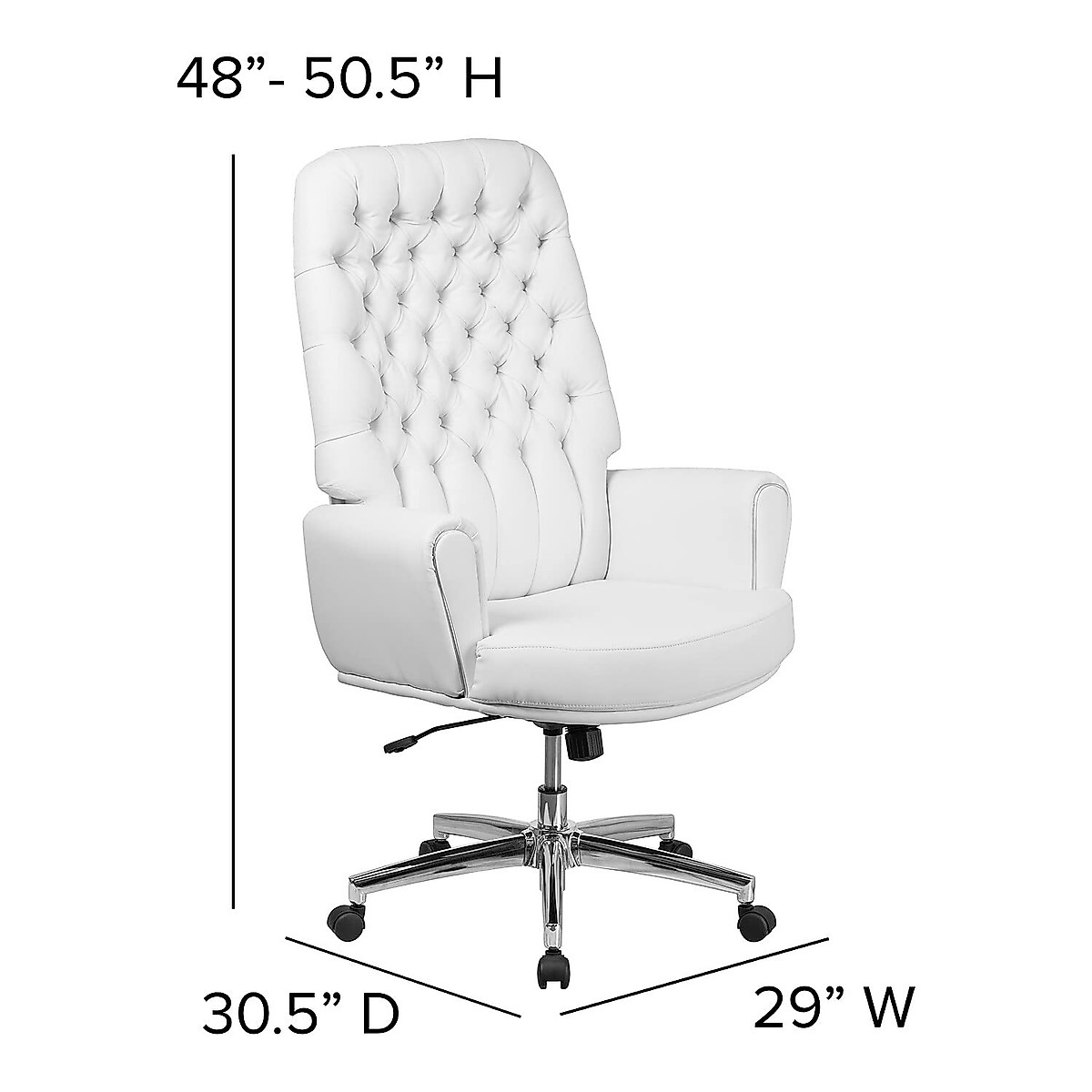 Flash Furniture Rochelle High Back Traditional Tufted White LeatherSoft Executive Swivel Office Chair with Arms