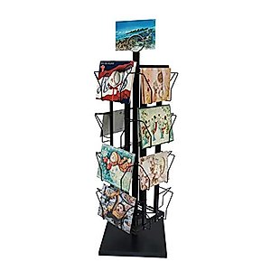 FixtureDisplays® Adjustable Greeting Card Rack 4x6"-7x5" Horizontal Vertical Post Card Display .Pocket Size: 4.5-9.9" Wide X 5.8" Tall, 16 Pockets 11602-BLK-NEW-NPF