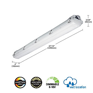 Metalux Vaportite 4 ft. White Integrated LED Industrial Vaportite withSelectable CCT and Lumen