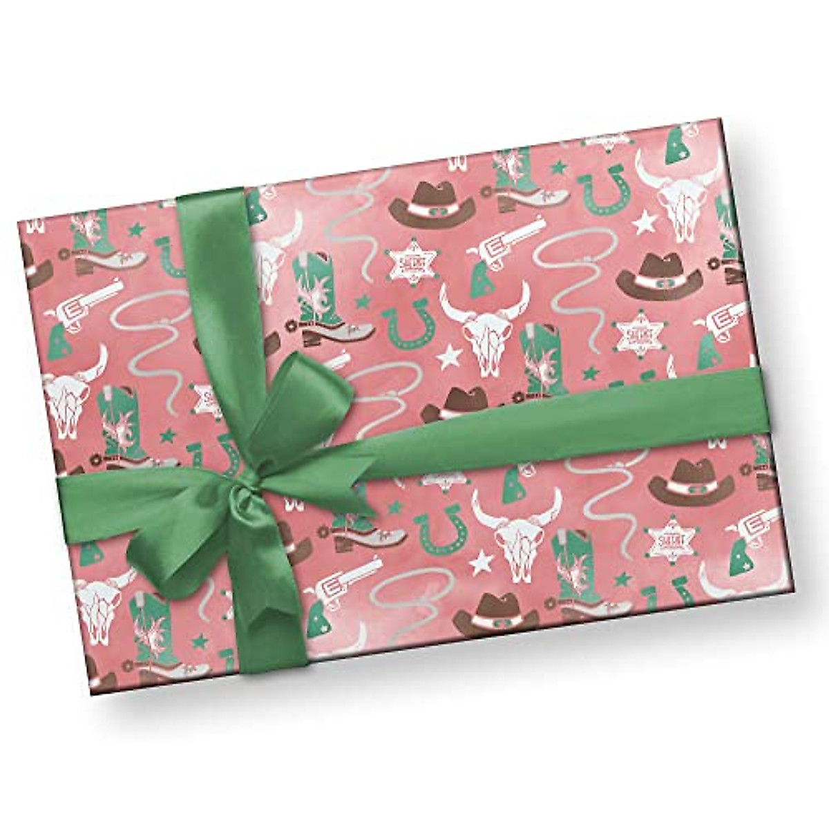 Cute Cowgirl Birthday Wrapping Paper Premium Western Gift Wrap Party Decoration Decor (6 foot x 30 inch roll), Pink