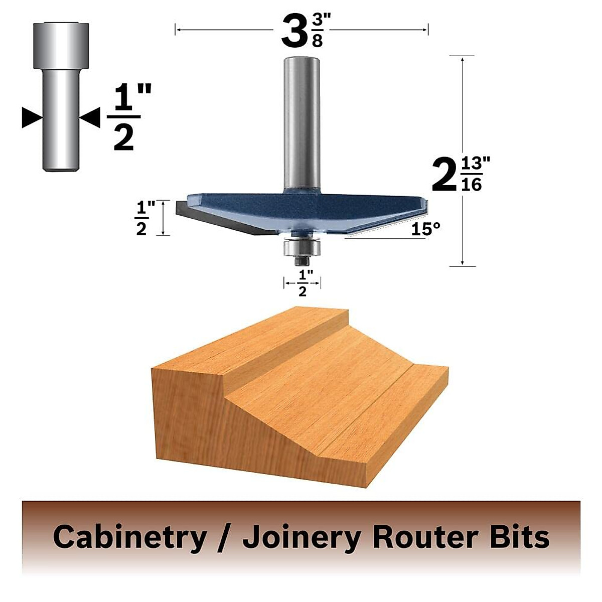 BOSCH 85639M 3-3/8 In. x 1/2 In. Carbide Tipped Traditional Raised Panel Bit , Gray