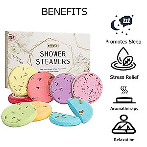 SYMOLO Shower Steamers, Pack of 8 Shower Steamers Aromatherapy with Essential Oils, Calming, Relaxation Shower Bombs for Home Spa, Self Care Gifts for Women, Men, Moms