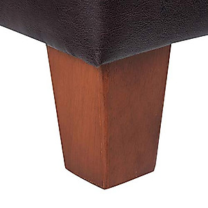 Homepop Home Decor |K2380-E155 | Luxury Large Faux Leather Square Storage Ottoman | Ottoman with Storage for Living Room & Bedroom, Distressed Brown