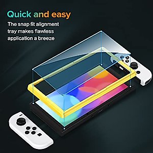ivoler [4 Pack Tempered Glass Screen Protector Designed for Nintendo Switch OLED Model 2021&2023 with [Alignment Frame] Transparent HD Clear[Updated Version] Screen Protector for Switch OLED 7''