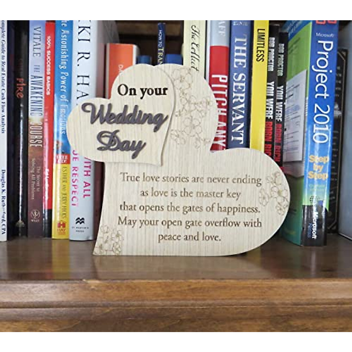 UNIDECO Wooden Heart Décor Wall - 7.0 Inch Wedding Gift Couple from Bride - Wood Heart Shaped Decoration for Home - Hanging Living Room Accent Shelve - Him Daughter Son - Bridal Brother Sister Day