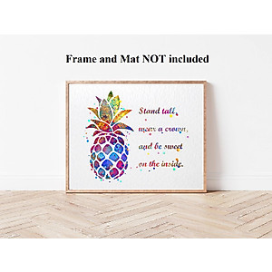 Dignovel Studios 8X10 Unframed Pineapple Mother Daughter Quotes Wear Crown Stand Tall Watercolor Art Print Inspirational Wall Art Housewarming Office Home Decor DN553