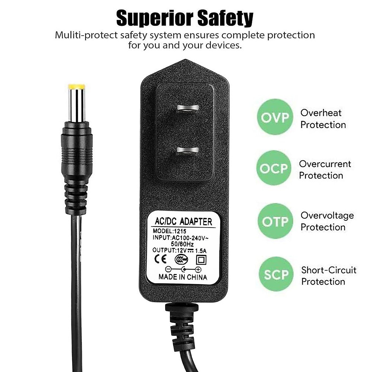 Universal 12V Power Cord for Sony Blu-Ray DVD Player,AC Adapter for Sony BDP-S5200 BDP-S3200 BDP-S6700 BDP-S3500 BDP-S5700 Blu-Ray DVD Player.Replacement for Sony AC-M1208/M1210/M1215UC AC Adapter