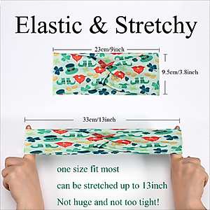 Budsmile 6 Pack St. Patrick's Day Headbands Green Shamrock Stretchy Hairbands for Women Sweat Wicking Workout Headband for Yoga Running Exercise Elastic Hair Accessories