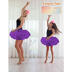 Tutus for Women Adult Tutu Tulle Skirts Costumes for Women 5 Layered Womens Purple Tutu Skirts for Girls Teens Halloween Ballet Minion Sexy Witch Purge Mario Mike Wazowski Sully Cookie Monster Crayon