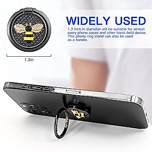 YINHEXI Phone Ring Holder Finger Kickstand, Cell Phone Ring Holder Finger Grip 360 Degree Rotation, with Crystal Stone Enamel Bee (Black)