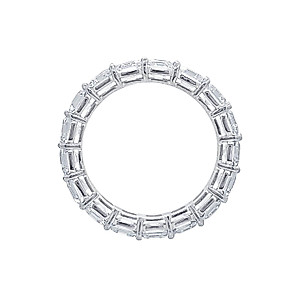 KIERA Rhodium Clad Sterling Silver 4mm Asscher Cut Cubic Zirconia Eternity Ring, Size 8