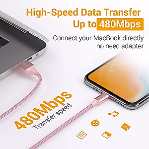 Marchpower Pink iPhone Charger Cable - MFi Certified Lightning Cord 3Pack 3ft 6ft 10ft USB-A Fast Charging Syncing Cable iPhone 14 13 12 Mini SE 11 Pro MAX Xs XR X 8 7 6 Plus S E iPad iPod AirPods Pr