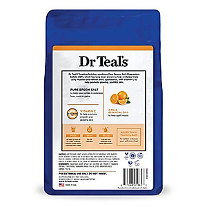 Dr Teal's Epsom Salt Magnesium Soak, Glow & Radiance with Vitamin C & Citrus Essential Oils, 3 lbs (Pack of 4)