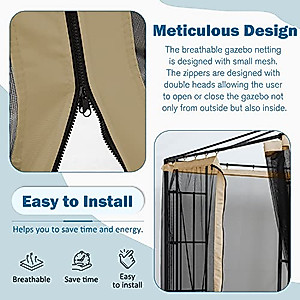 BPS Gazebo Netting Screen Replacement Universal 4-Panel Sidewalls for Backyard, Patio, Garden,Outdoor (Only Netting)