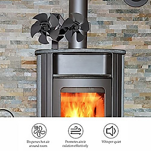 UXZDX CUJUX 10-Blade Fireplace Fan Double-Headed Silent Thermal Heating Heat Powered Stove Fan (Color : Black, Size : 160x185mm)