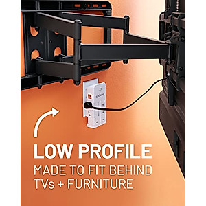 ECHOGEAR On-Wall Surge Protector with 6 Pivoting AC Outlets & 1080 Joules of Surge Protection - Low Profile Design Installs Over Existing Outlets to Protect Your Gear (White)