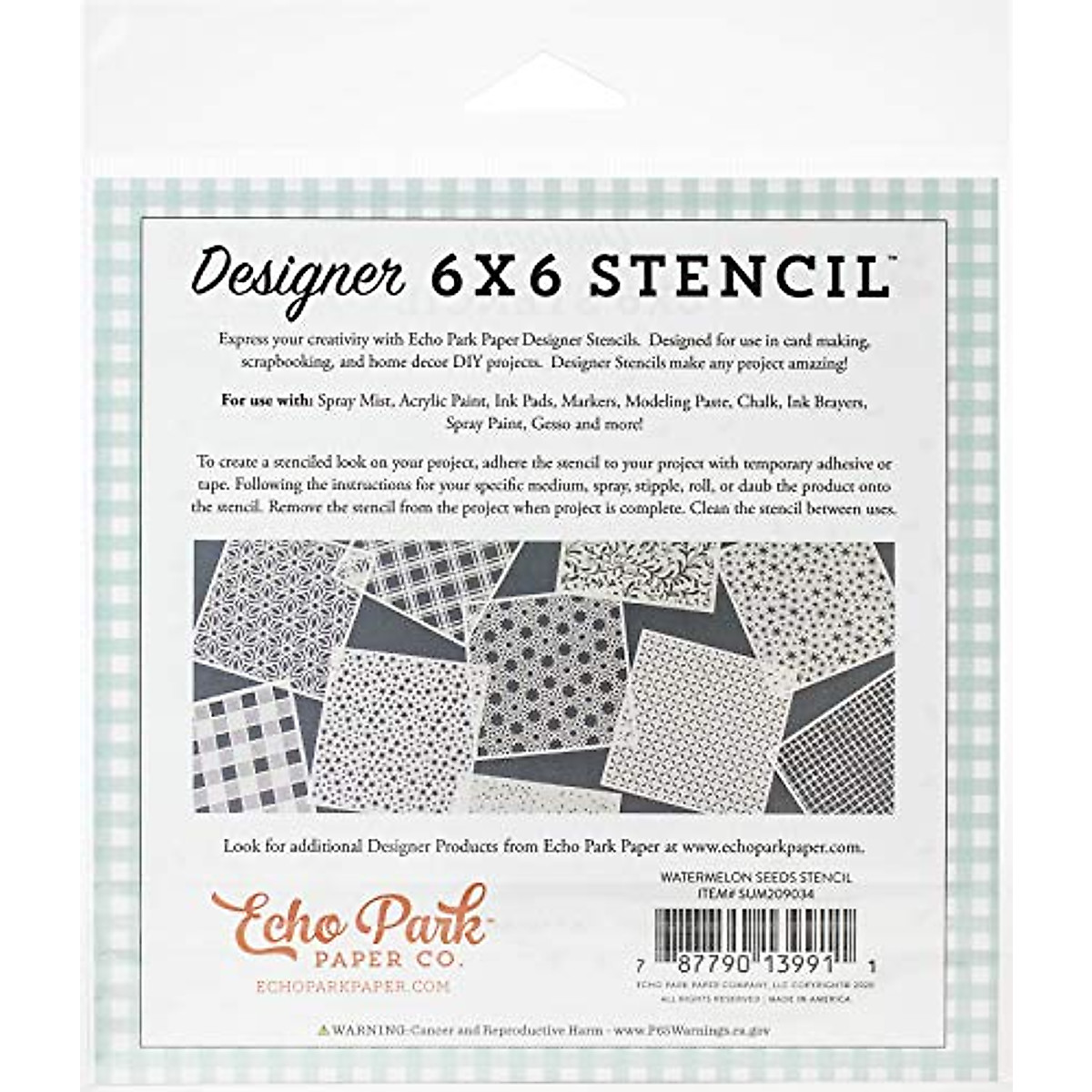 Carta Bella Paper Company Watermelon Seeds stencil, navy, red, teal, yellow, green, pink