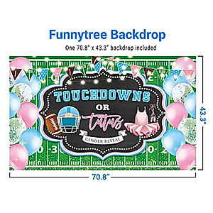 Funnytree Touchdowns or Tutus Gender Reveal Backdrop American Football Theme Pregnant Announcement Gender Neutral Party Supplies Baby Shower Banner Decoration Photo Booth Prop Background