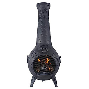 The Blue Rooster Grape Cast Aluminum Chiminea in Charcoal