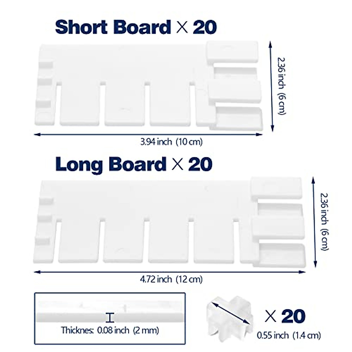 SELFIE CAT Acrylic Drawer Divider Board Set 40PCS Adjustable DIY Drawer, No Need to Cut, Organizer Separator for Socks Underwear Lipstick Kitchen Bedroom