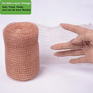 YAGJIA Copper Mesh Rodent Control, 5 in x 32 ft Pure Copper Wire Mesh, Rustproof Copper Mesh Roll, Double Layer Rodent Mesh Barrier for Hole Blocking
