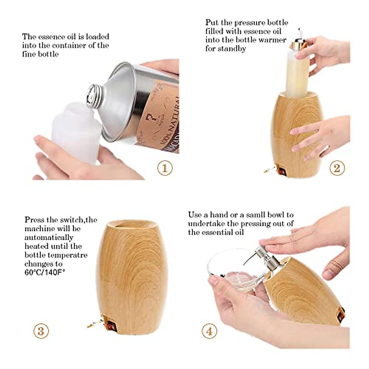 Electric Bottle Warmer for Massage Oil Lotion Gel 131°F Constant Temperature with 9.13 Fl.oz Plastic Bottle Elitzia ETOH843N Natural Colour