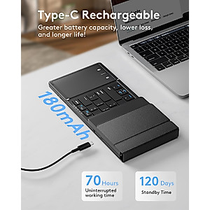 Samsers Foldable Bluetooth Keyboard with Touchpad, Full-Size Wireless Folding Keyboard with PU Leather, Portable Travel Keyboard for iOS Android Windows Mac OS, Support 3 Devices (BT5.1 x 3), Black