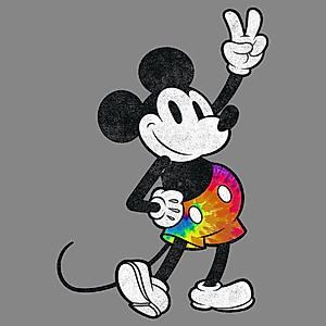 Disney Characters Tie Dye Mickey Stroked Boy's Performance Tee, Charcoal Heather, Small