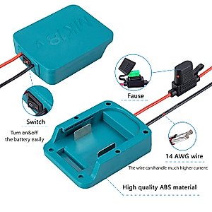 Power Wheel Adapter for Makita 18V Battery with Fuse & Switch & Wire terminals，Power Connector for Rc Car, Robotics, Rc Truck,DIY use, Work with for Makita BL1860 BL1850 BL1840 BL1830 Li-ion Battery